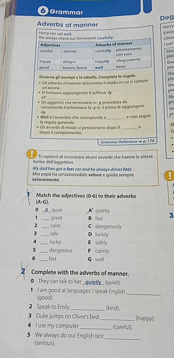 Risolto:Grammar Deg Adverbs Harry Emily Chloc I can She pia She pla ...