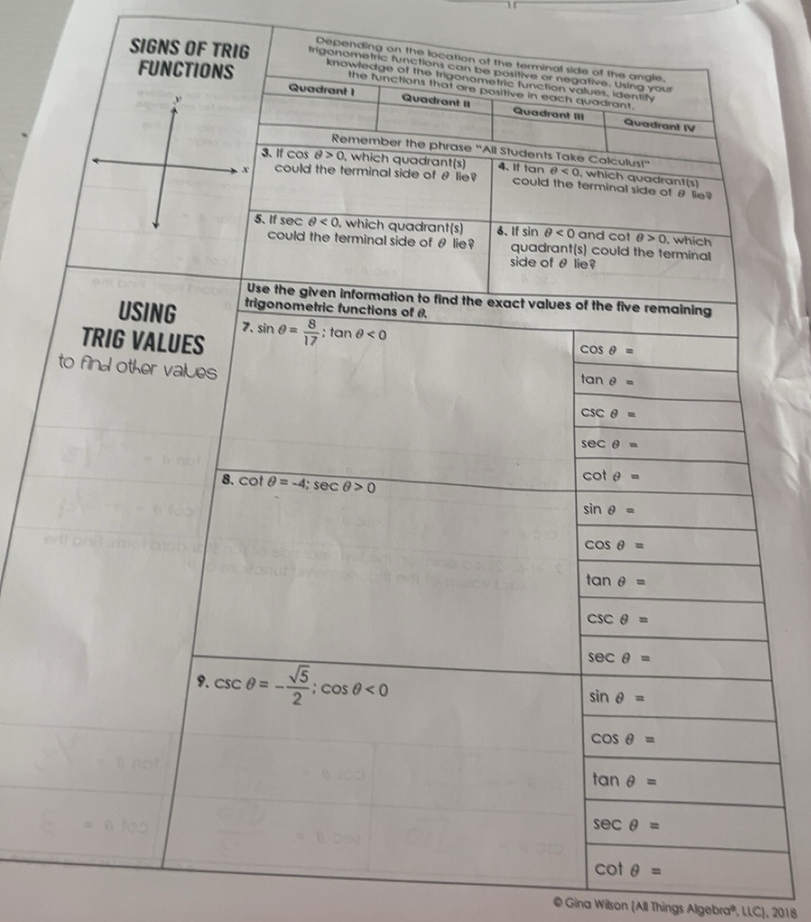 Gelöst:Depending on the location of the terminal side of the angle ...