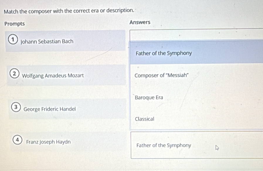 Solved: Match the composer with the correct era or description. Prompts ...