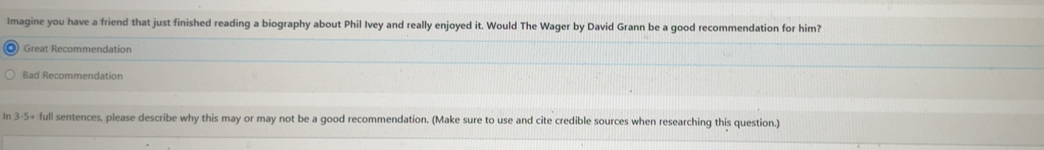 Solved: Imagine you have a friend that just finished reading a ...