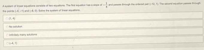 Solved: A system of linear equations consists of two equations. The ...
