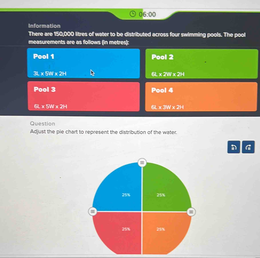 Solved: 06:00 Information There are 150,000 litres of water to be ...