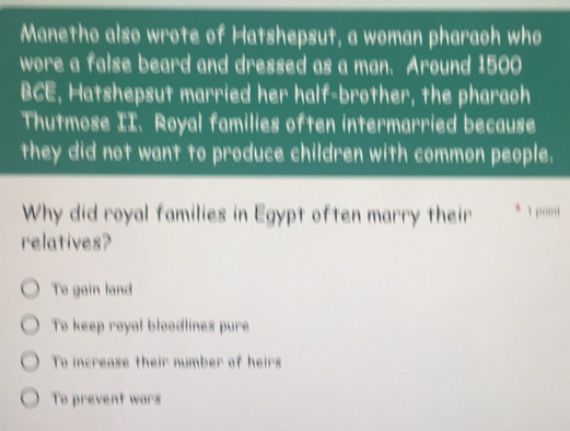 Resuelto:Manetho also wrote of Hatshepsut, a woman pharaoh who wore a ...