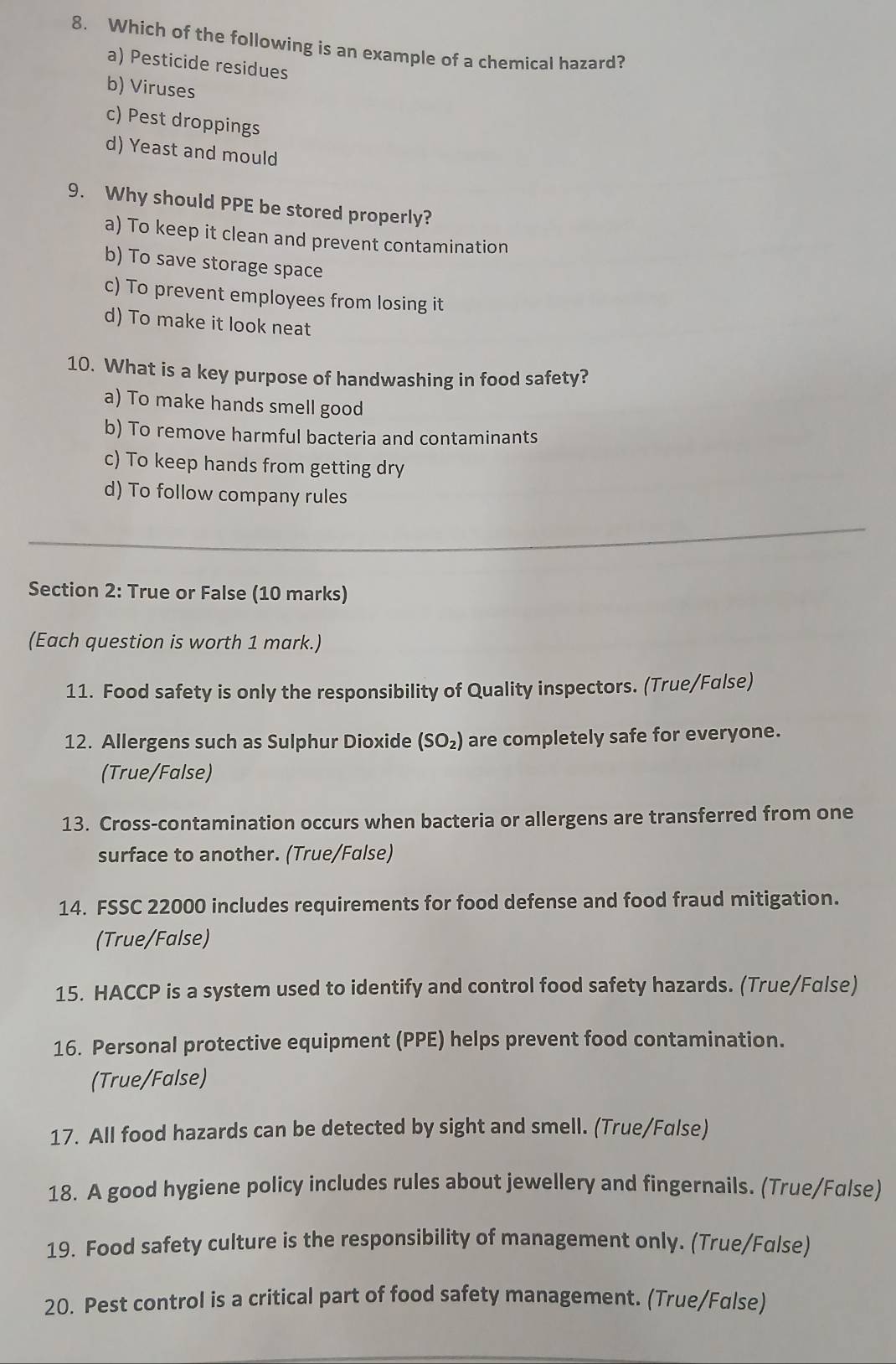 Résolu :Which of the following is an example of a chemical hazard? a ...