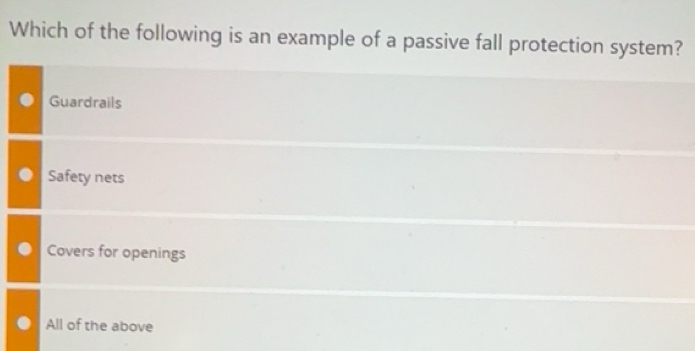 Solved: Which of the following is an example of a passive fall ...