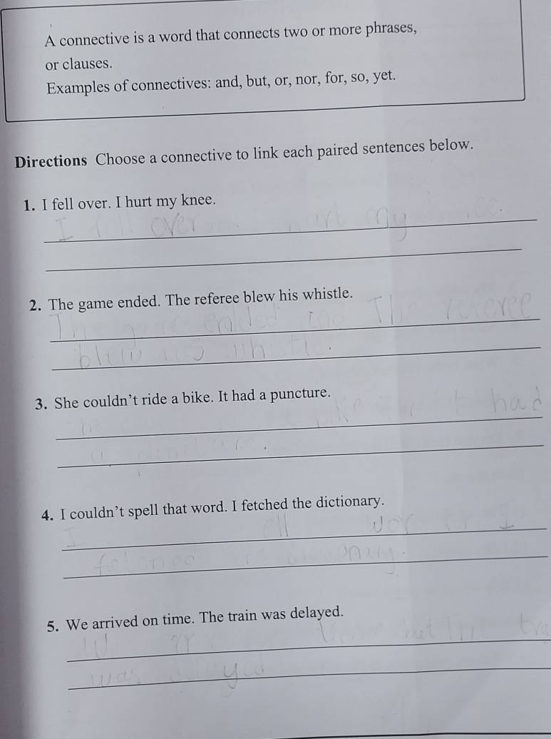 تم الحل:A connective is a word that connects two or more phrases, or ...