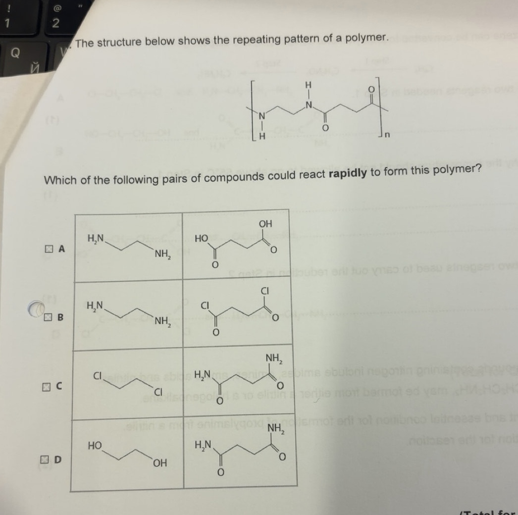 Gelöst:! @ 1 2 Q . The structure below shows the repeating pattern of a ...