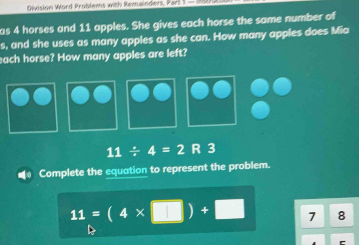 Solved: Division Word Problems with Remainders, Part 1 — M80 as 4 ...