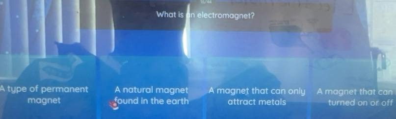 Solved: What is an electromagnet? A type of permanent A natural magnet ...