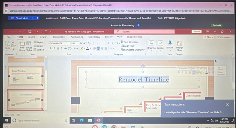 Solved: Chrome - Emanuel portillo: SAM Exam PowerPoint Module 02 ...
