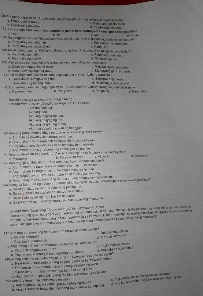 Solved: Sa pangungusap na "Ang batang umiiyak ay gutor," ang salitang ...