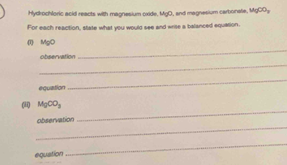 Solved: Hydrochloric acid reacts with magnesium oxide, MgO, and ...