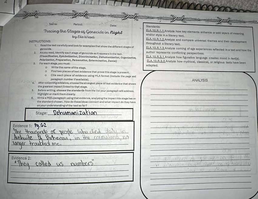 Solved: Name: Perio d: Date: Standards: ELA.10.R.1.1 Analyze how key ...