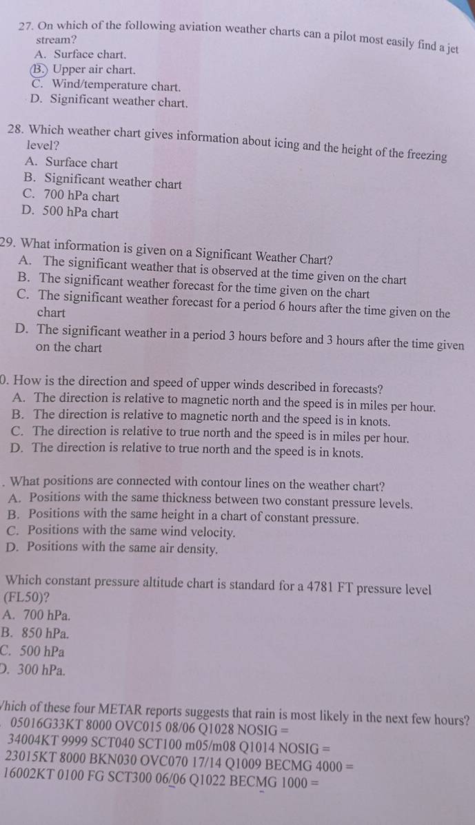 Solved: On which of the following aviation weather charts can a pilot ...