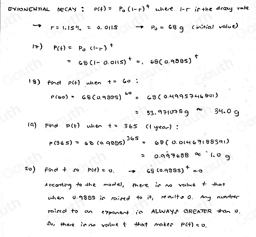 Solved: Linear and Exponential Growth, Part II: Using Growth Models for ...