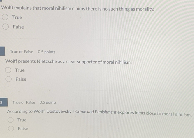 Solved: Wolff explains that moral nihilism claims there is no such ...