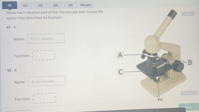 Solved: Results Name each labelled part of the microscope and choose ...