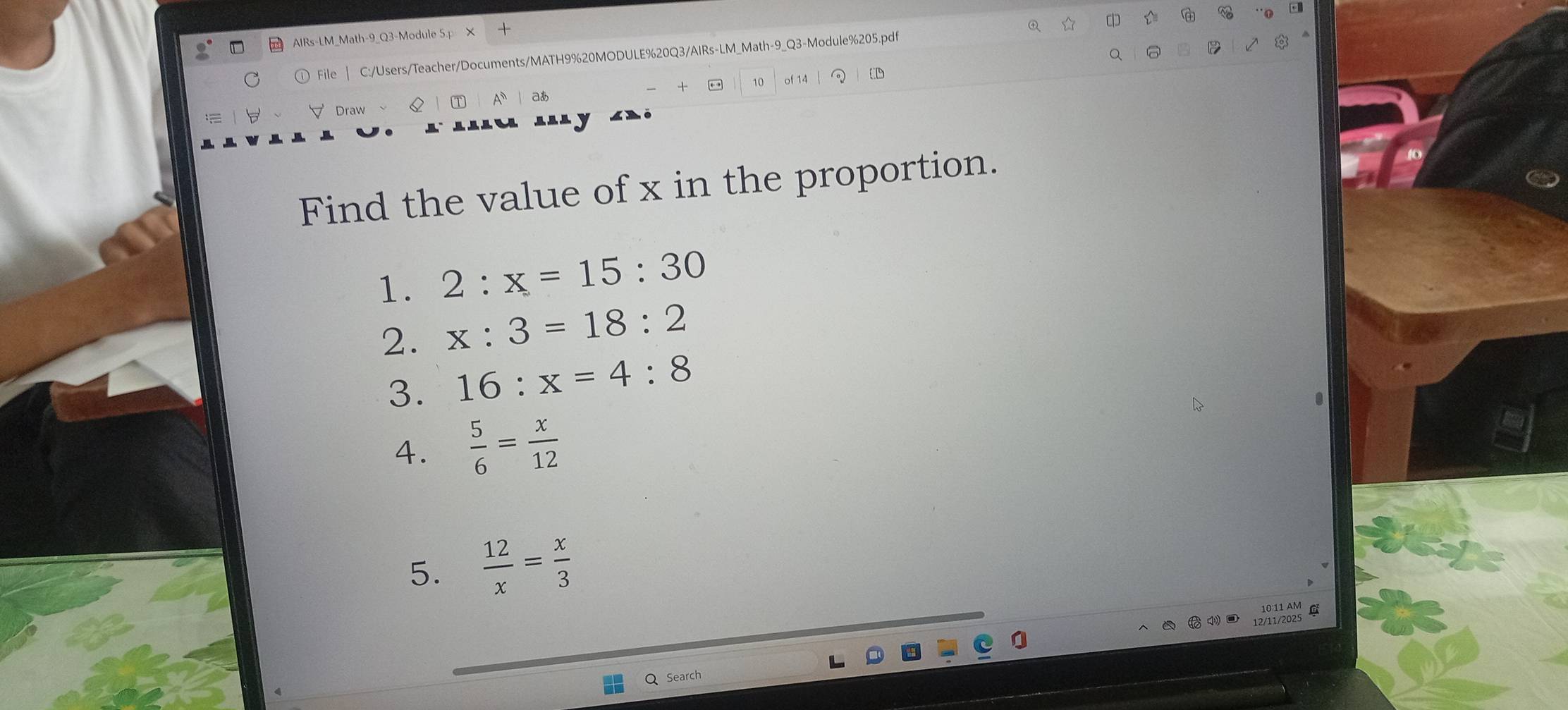 Solved: 、 ☆ 。 AIRs-LM_Math-9_Q3-Module 5.p X File | C:/Users/Teacher ...