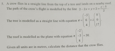 Solved: A crow flies in a straight line from the top of a tree and ...