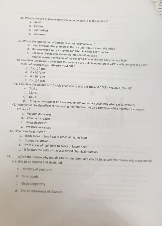 Solved: What is the unit of temperature that must be used in all the ...