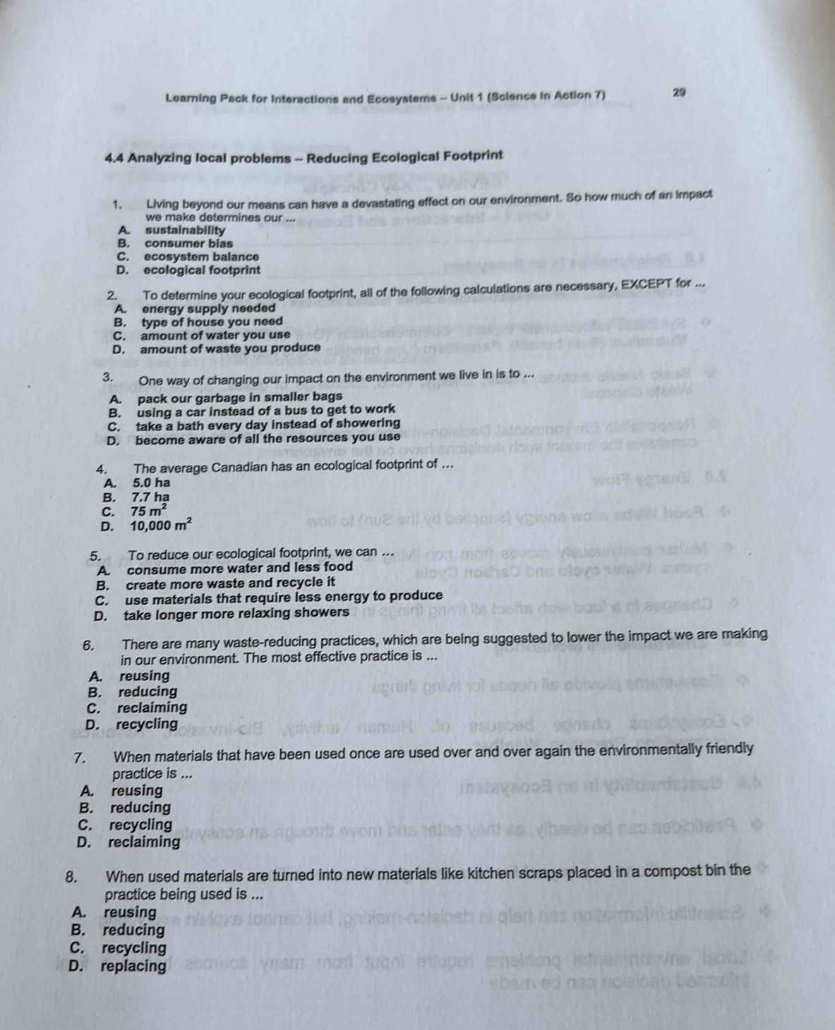 Solved: Learning Pack for Interactions and Ecosystems - Unit 1 (Science ...