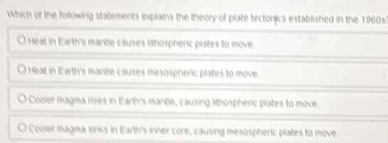 Solved: Which of the following statements explains the theory of plate ...