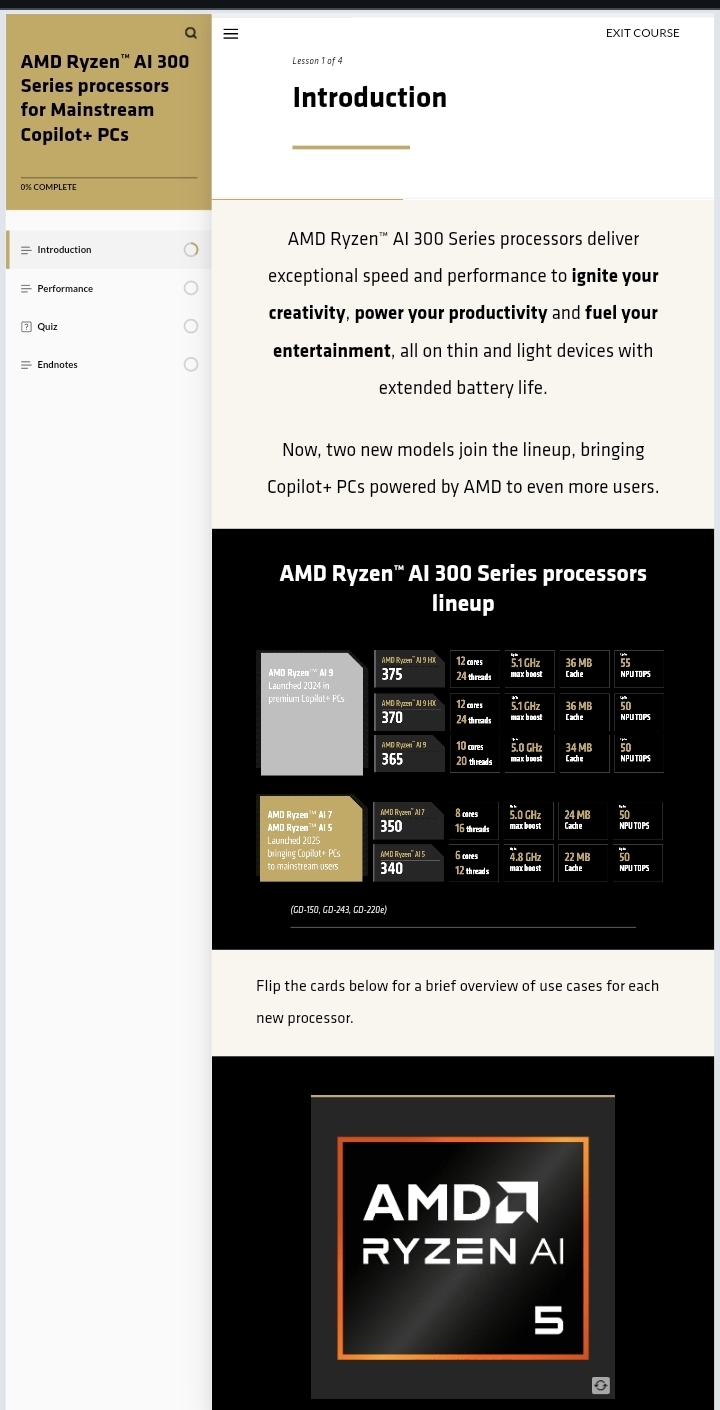 Telah dijawab:AMD Ryzen™" Al 300 Lesson 1 of 4 Series processors ...
