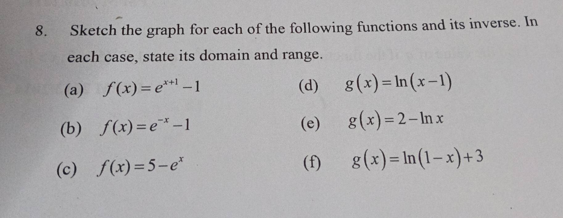 Selesai:Sketch the graph for each of the following functions and its ...