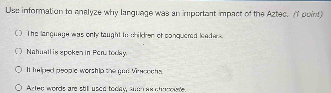 Solved: Use information to analyze why language was an important impact ...