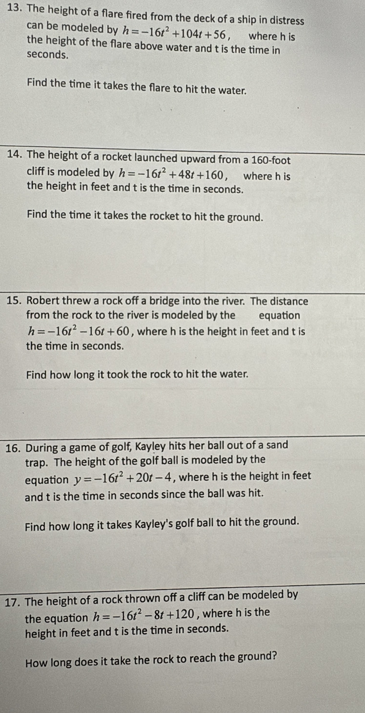 Solved: The height of a flare fired from the deck of a ship in distress ...