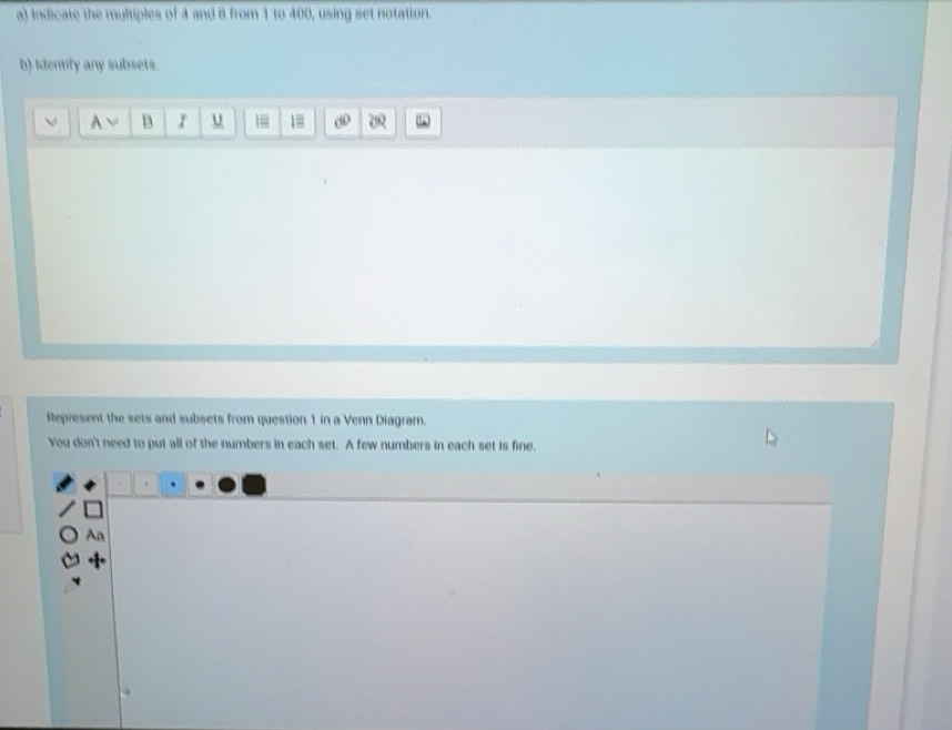 Solved: Indicate the multiples of 4 and 8 from 1 to 400, using set ...
