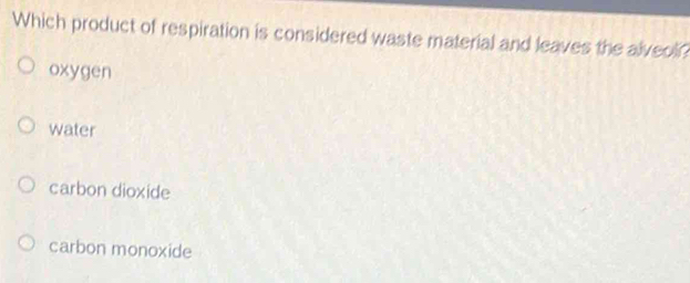 Solved: Which product of respiration is considered waste material and ...