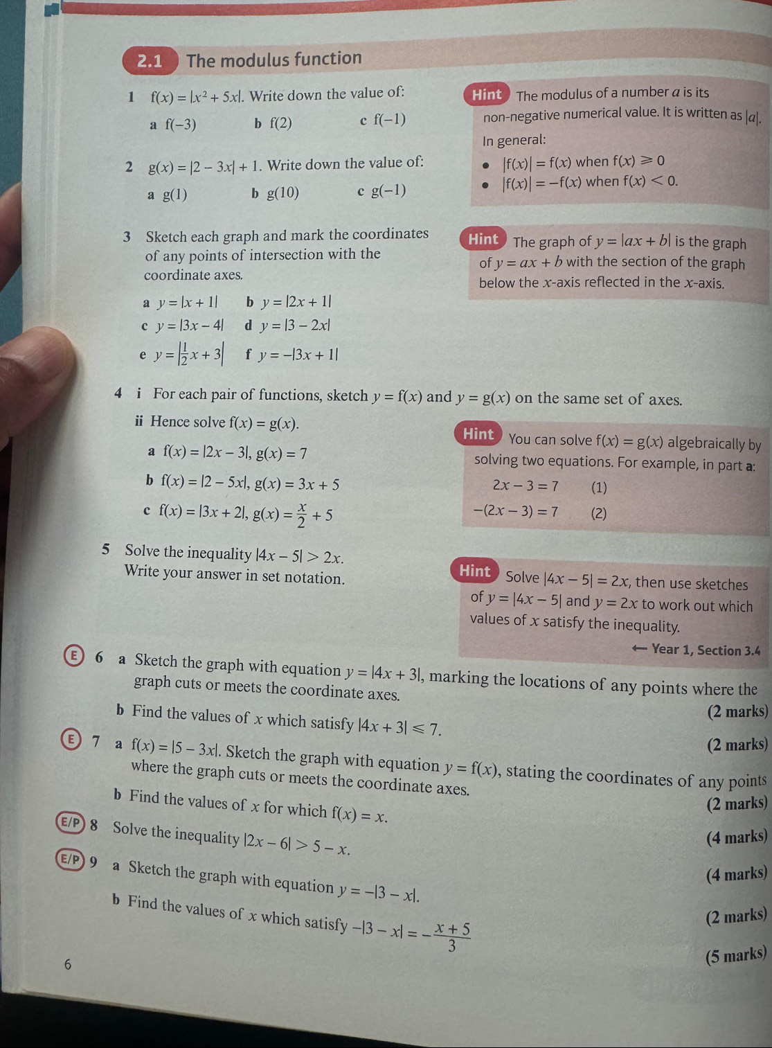 Solved: 2.1 The modulus function 1 f(x)=|x^2+5x|. Write down the value ...