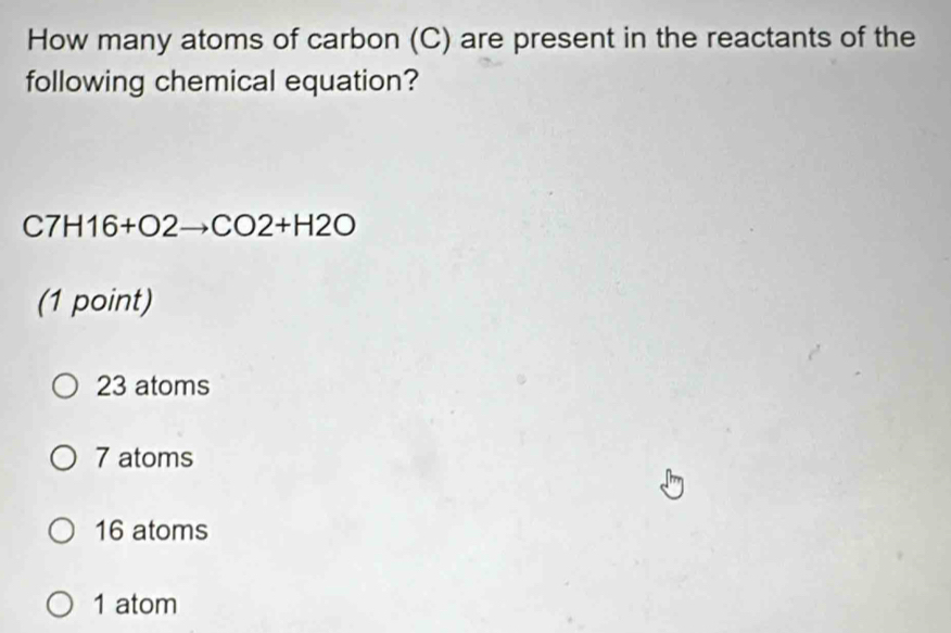 Solved: How many atoms of carbon (C) are present in the reactants of the following chemical ...