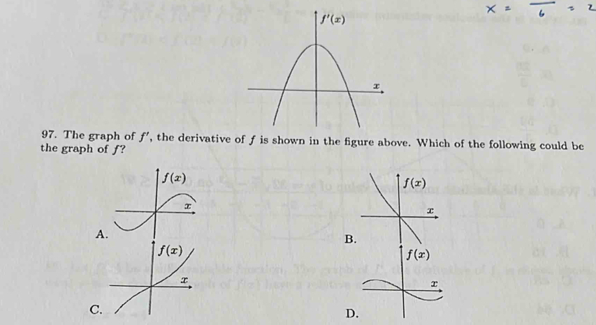 Solved: The graph of f' , the derivative of f is shown in the figure ...