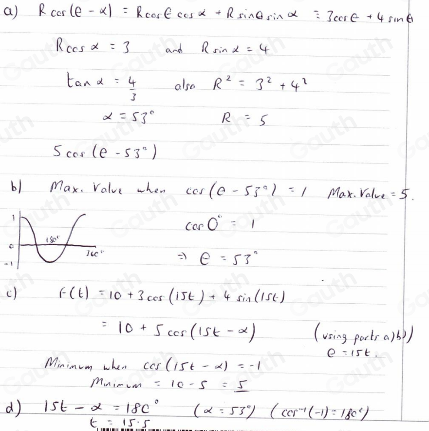 Solved: Express 3cos θ +4sin θ in the form Rcos (θ -alpha ) , where R and α are constants, R>0 ...