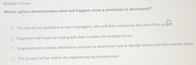 Solved: Which option demonstrates what will happen once a prototype is ...