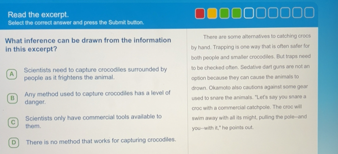 Solved: Read the excerpt. Select the correct answer and press the ...
