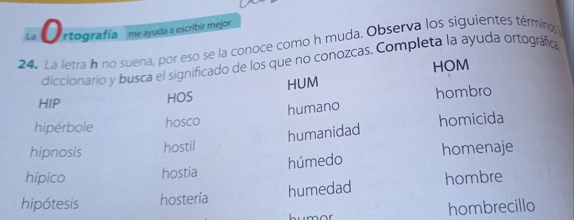 Resuelto:La 0 tografía me ayuda a escribir mejor 24. La letra h no ...