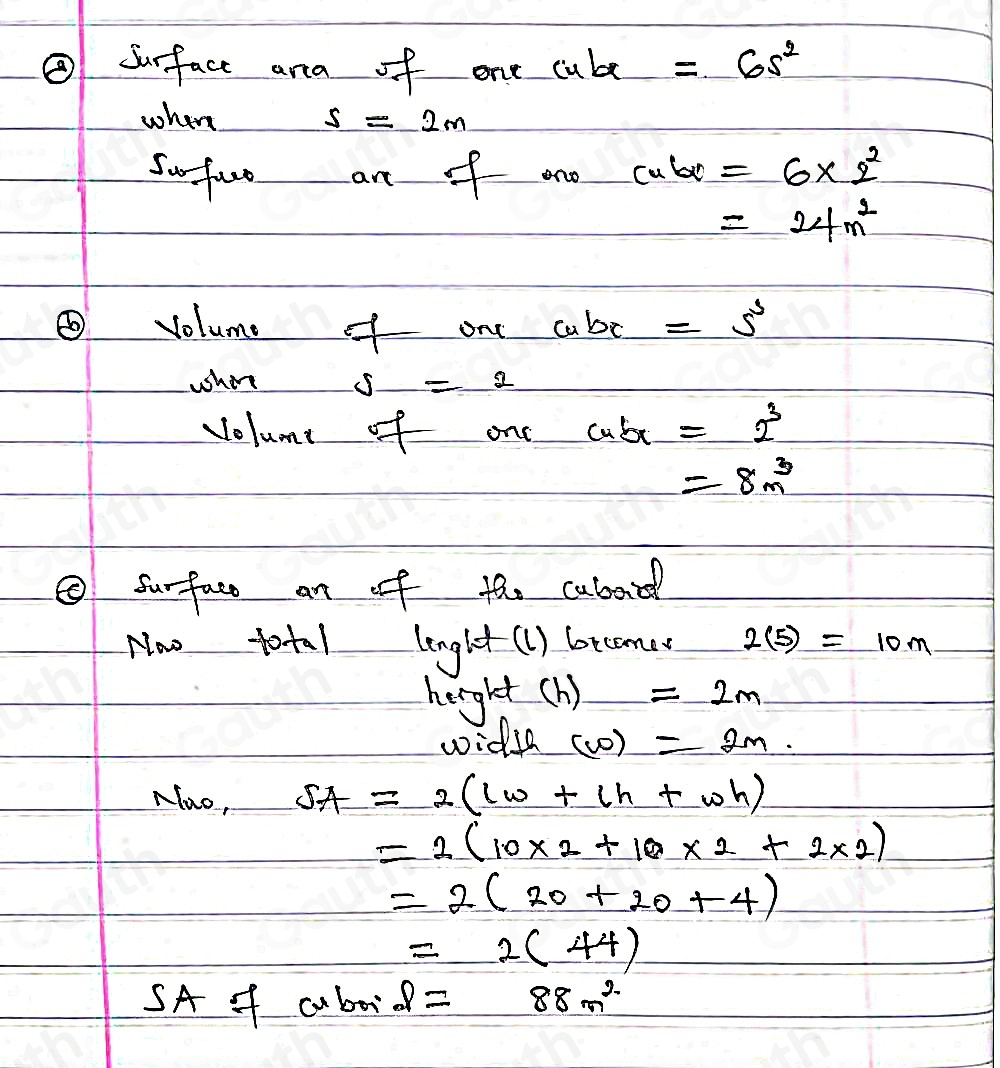 Solved: Remember the formulas: Surface area of a cube: SA=6s^2 Surface ...