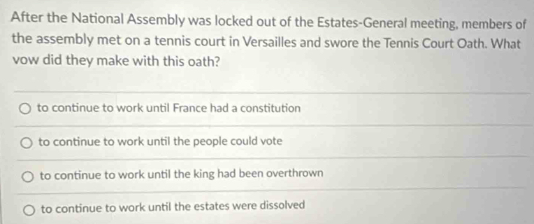 Solved: After the National Assembly was locked out of the Estates ...