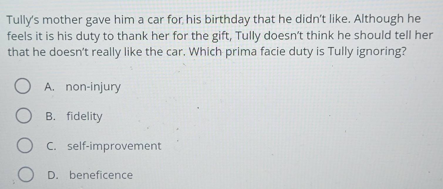 Solved: Tully's mother gave him a car for his birthday that he didn’t ...