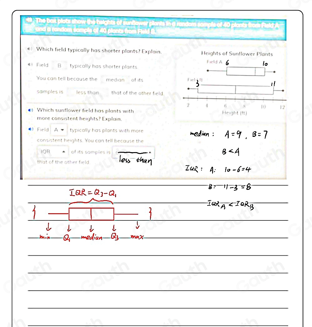 Solved: Compare Populations — Quiz — Level G The box plots show the ...