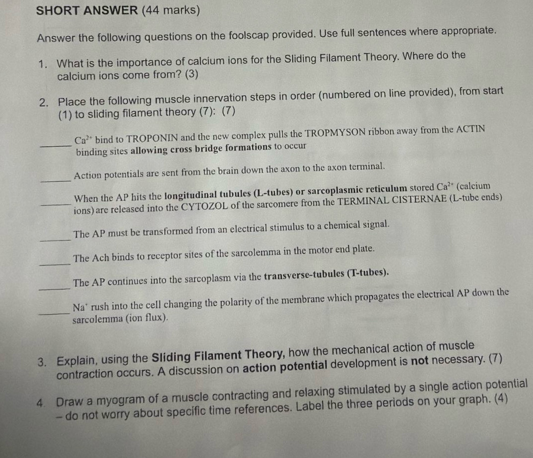 Solved: SHORT ANSWER (44 marks) Answer the following questions on the ...