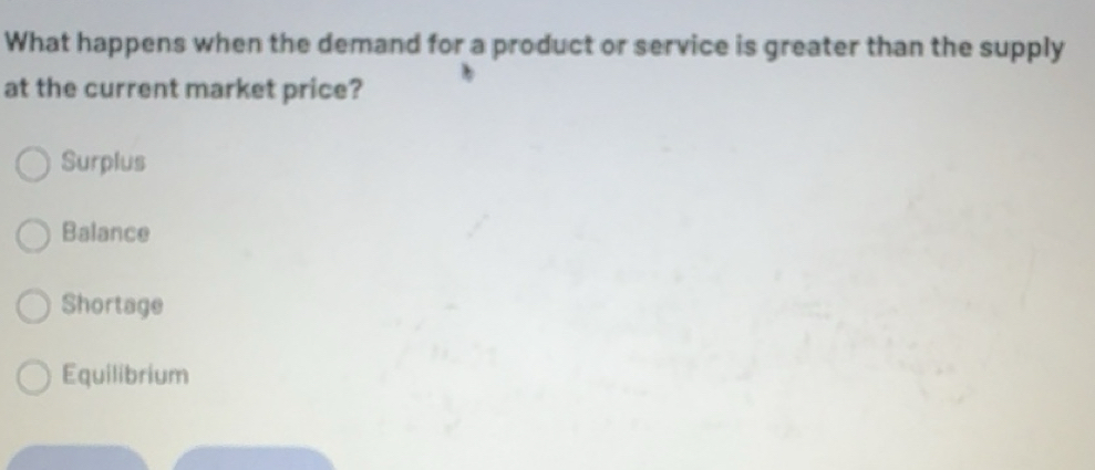 Solved: What happens when the demand for a product or service is ...