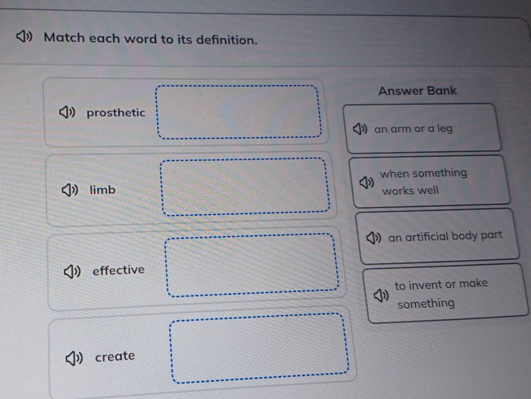 Solved: Match each word to its definition. Answer Bank prosthetic an ...