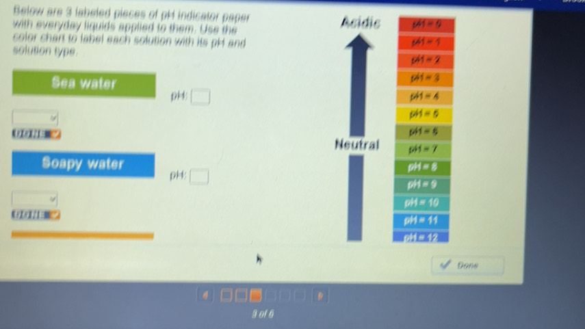 Gelöst:Below are 3 labeled pieces of pH indicator paper Acidic (A1=0 ...