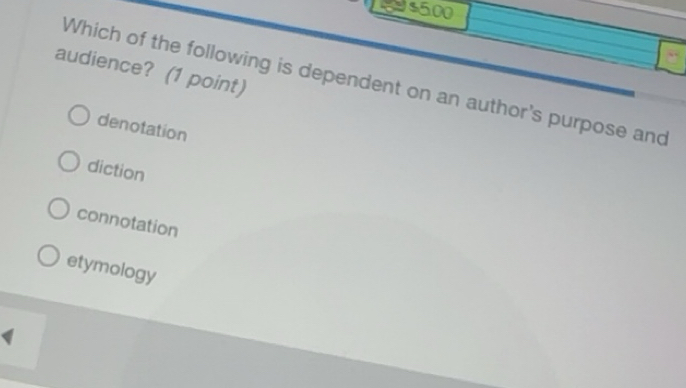 Solved: 9s500 audience? (1 point) Which of the following is dependent ...