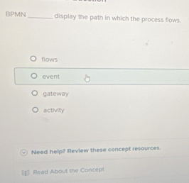 Solved: BPMN_ display the path in which the process flows. flows event gateway activity Need ...