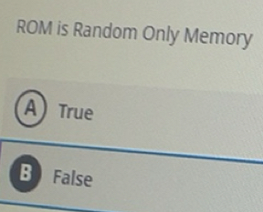 Solved: ROM is Random Only Memory A True B False [Others]